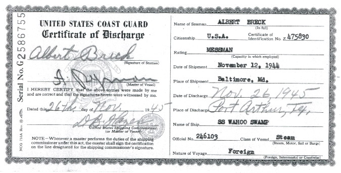 Merchant Marines, The Life of Albert Breck